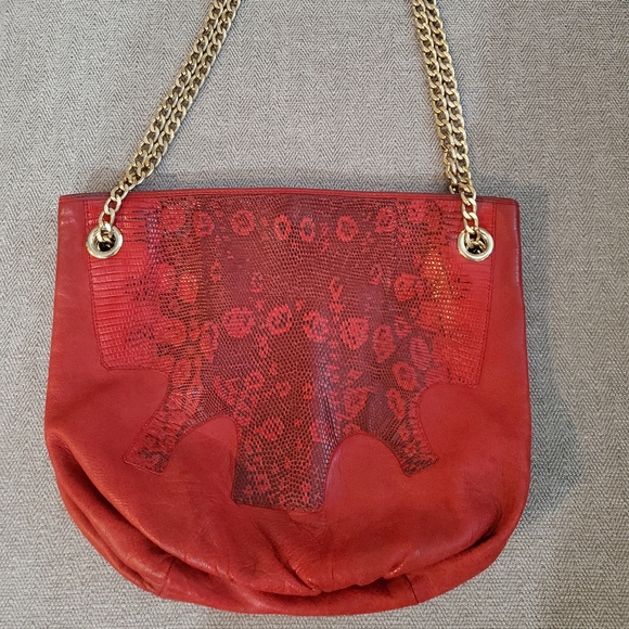 Desmo | Bags | Vintage Red Snake Leather Bullocks Bucket Handbag With ...